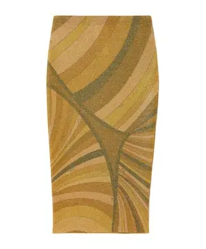 Emilio Pucci Printed Metallic Jersey Midi Skirt - Golden