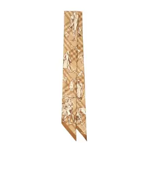 Burberry Skinny Check Mates Silk Scarf - Beige
