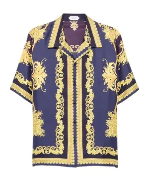 Versace Barocco-print Short-sleeve Shirt - Purple