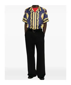 Versace Barocco-print Short-sleeve Shirt