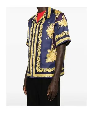 Versace Barocco-print Short-sleeve Shirt