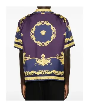 Versace Barocco-print Short-sleeve Shirt