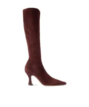 NEOUS Solid Color Suede Knee Boots - Brown