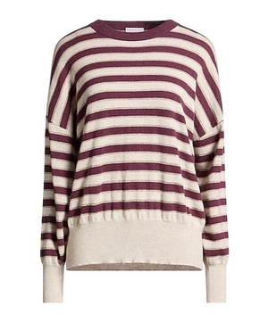 Brunello Cucinelli Striped Metallic Cashmere Knit Sweater
