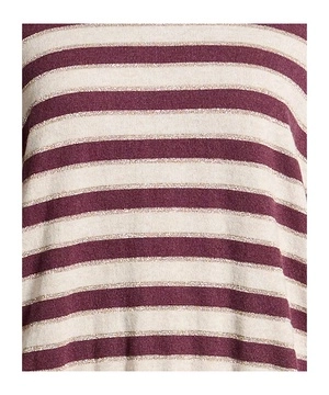 Brunello Cucinelli Striped Metallic Cashmere Knit Sweater