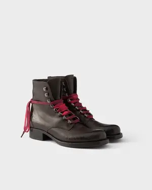 Prada Leather Laced Booties