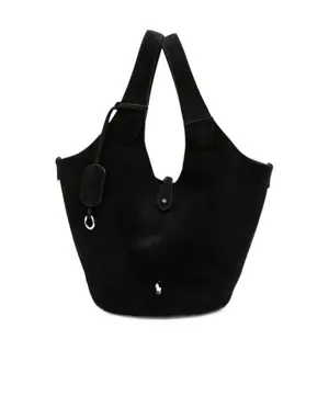 Ralph Lauren Logo-embroidered Suede Tote Bag - Black