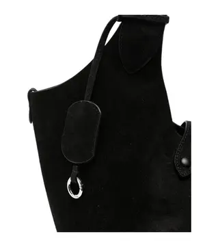 Ralph Lauren Logo-embroidered Suede Tote Bag - Black