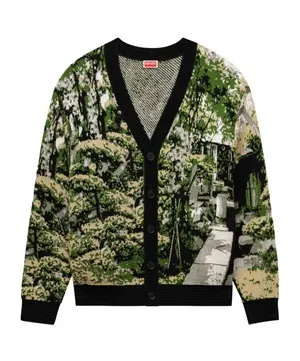 Kenzo Japanese Garden Cardigan In Cotton Wool