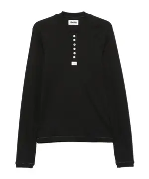 MAGLIANO Long-sleeve Button-front T-shirt - Black