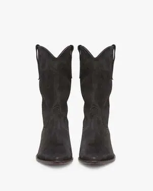 Isabel Marant Étoile Suede Calfskin Cowboy Boots - Black