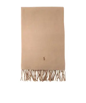 Polo Ralph Lauren Logo-embroidered Fringed Scarf - Camelbeige