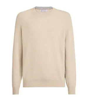 Brunello Cucinelli Cashmere English Rib Sweater - Beige
