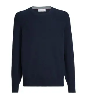 Brunello Cucinelli Cashmere English Rib Sweater - Blue