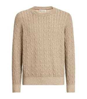 Brunello Cucinelli Cashmere Vanisé Cable-knit Sweater - Brown