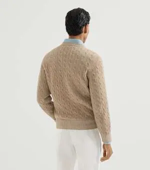 Brunello Cucinelli Cashmere Vanisé Cable-knit Sweater - Brown