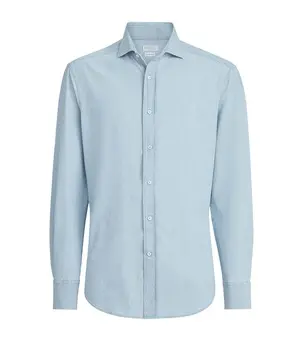 Brunello Cucinelli Denim-effect Chambray Shirt - Blue