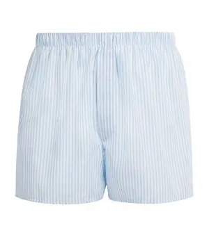 Sunspel Cotton Classic Boxer Shorts - Blue