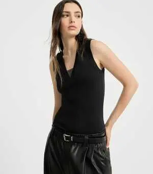 Brunello Cucinelli Stretch-cotton Monili Tank Top - Black