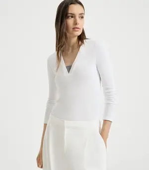 Brunello Cucinelli Monili Long-sleeve V-neck T-shirt