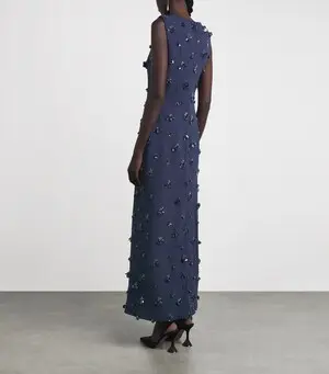 Simkhai Embellished Organza Claudia Maxi Dress - Navy
