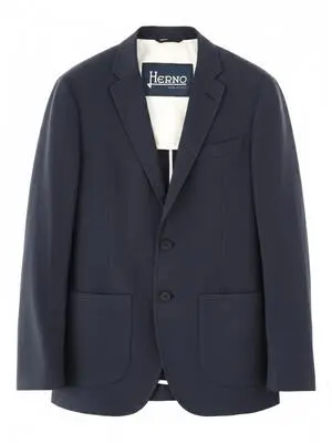 Herno Single-breasted Linen Jacket - Blue