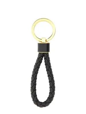 Bottega Veneta Woven Leather Keychain - Black