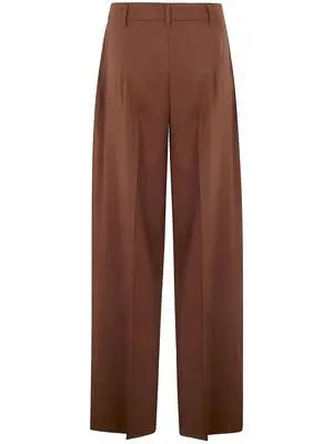 Max Mara Virgin Wool Wide Leg Trousers - Brown