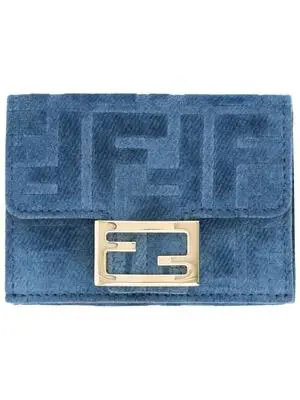 Fendi Micro Trifold Baguette Wallet - Blue