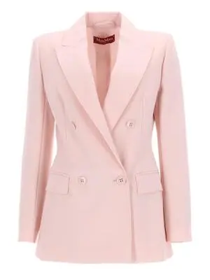 Max Mara Double-breasted Wool Crepe Jacket - Pink