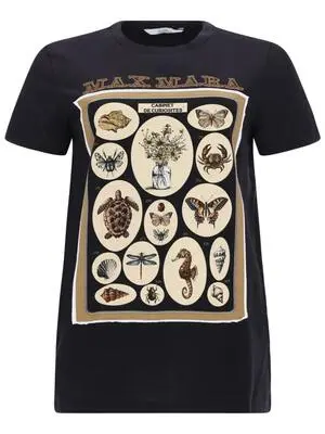 Max Mara Graphic Print Cotton T-shirt - Black