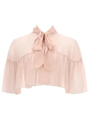 Max Mara Silk Cape With Bow - Pink
