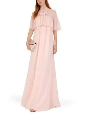 Max Mara Silk Cape With Bow - Pink