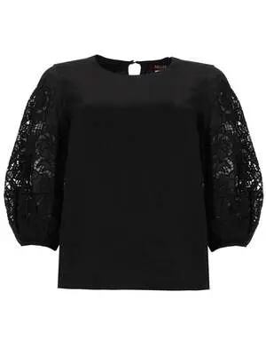 Max Mara Lace Sleeve T-shirt - Black