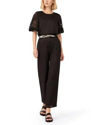 Max Mara Lace Sleeve T-shirt - Black