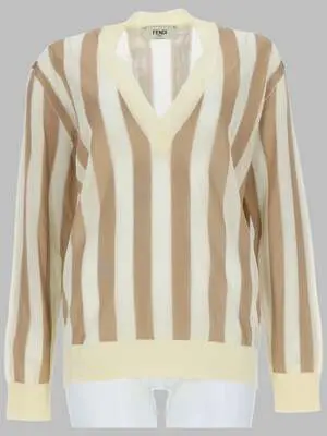 Fendi Maglia In Seta Pequin - Cream