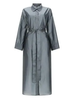 Max Mara Silk Blend Shirt Dress - Blue