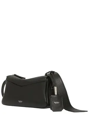 Max Mara Leather Shoulder Bag With Logo - Black