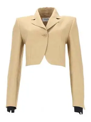 Max Mara Giacca Crop In Diagonale Di Lino - Cream