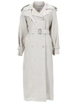 Max Mara Linen Double-breasted Trench Coat - Cream