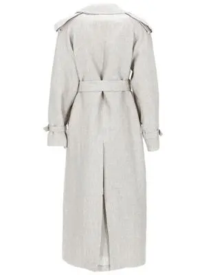 Max Mara Linen Double-breasted Trench Coat - Cream