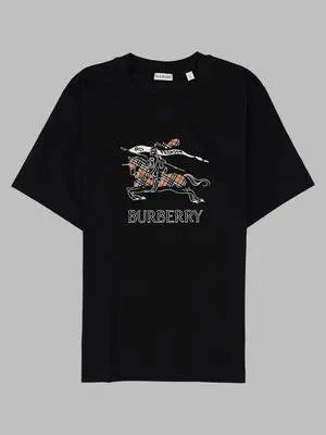 Burberry T-shirt In Cotone Con Knight Check - Black