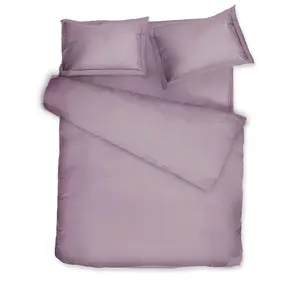 DECOFLUX HOME Purple Sateen Bed Linen Set Solid Lavender Uk Double, Us Full Purple
