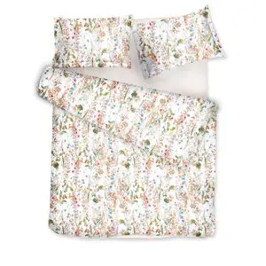 DECOFLUX HOME White Sateen Bed Linen Set Summer Life Uk Double, Us Full White