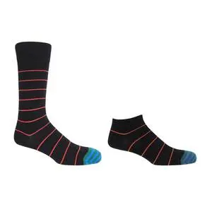 PEPER HAROW - MADE IN ENGLAND Thin Stripe Luxury Crew & Trainer Men’s Socks Bundle - Black