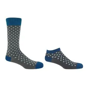 PEPER HAROW - MADE IN ENGLAND Crosslet Luxury Crew & Trainer Men’s Socks Bundle - Grey