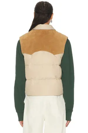 Miu Miu Tela Tec Piumino Pelle Vest In Brown