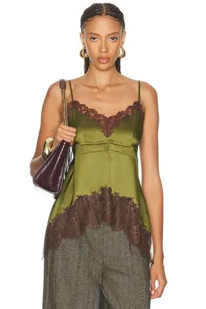 Staud Lina Silk Top In Green