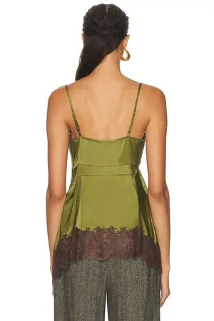 Staud Lina Silk Top In Green