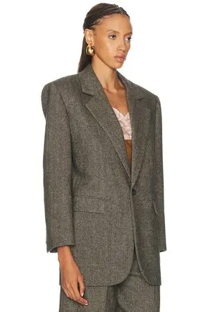 Saint Laurent Wool Jacket In Grey